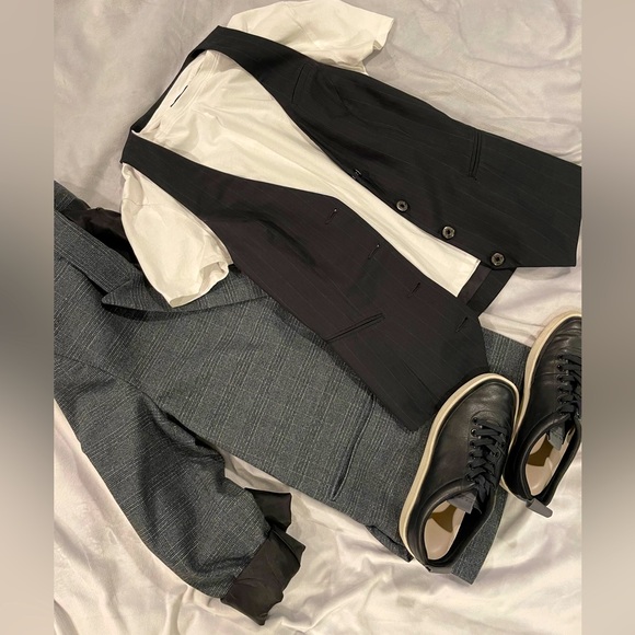 Guess | Jackets & Coats | Guess Tailored Suit Vest Black Pinstriped ...